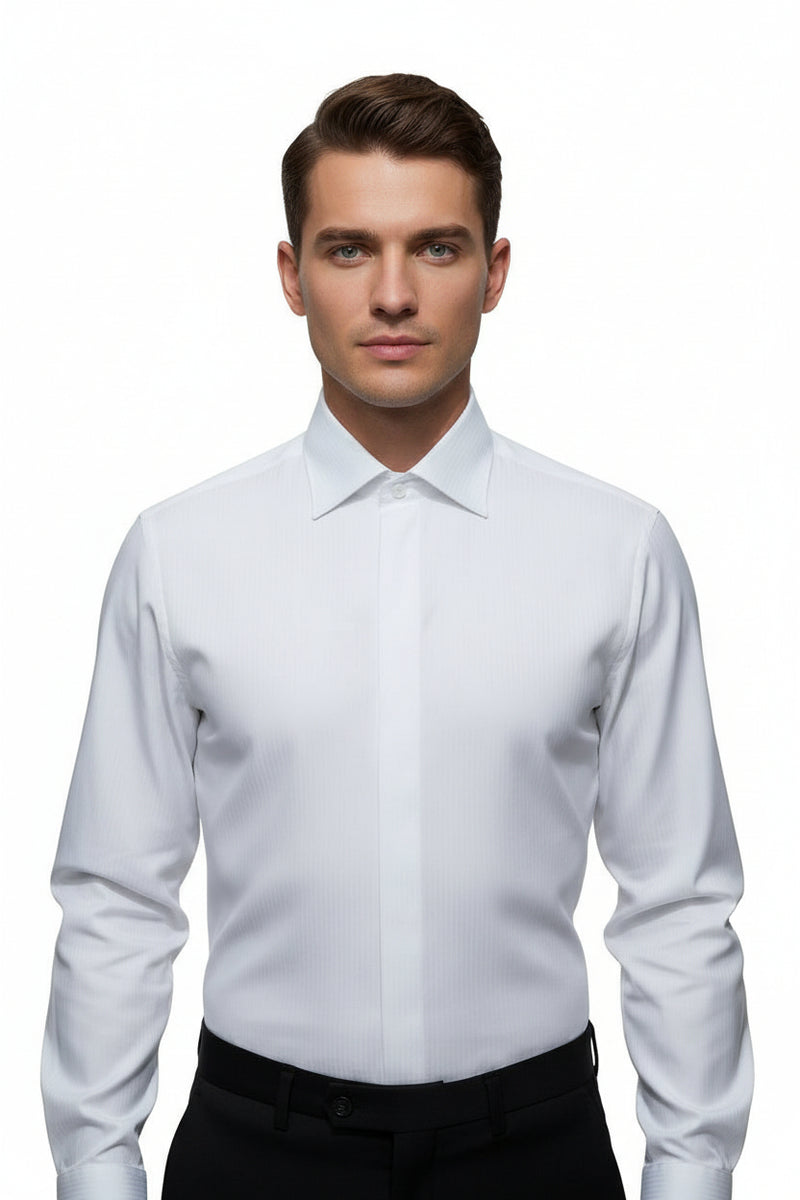 Egyptian Cotton Tuxedo Shirt Hidden Placket front and French Cuffs ...