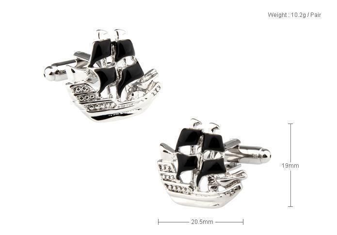 Black Pirate Ship Cufflinks – Just White Shirts